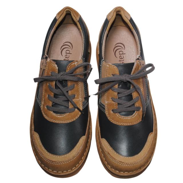 【靴のHOSHIKAWA】  『Airystep 1254』 エアリーステップ レースアップ 22.5cm〜24.5cm EEEE グレー カジュアル レースアップ レディース 牛革 巾広