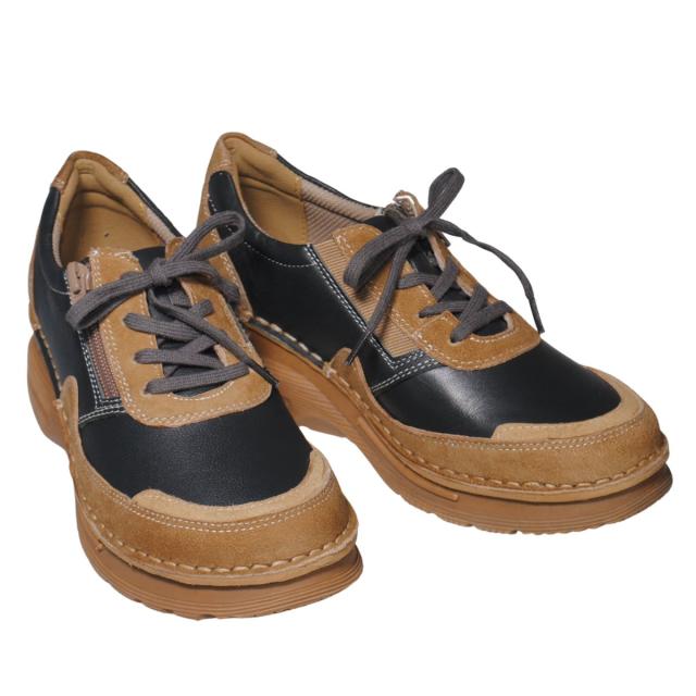 【靴のHOSHIKAWA】  『Airystep 1254』 エアリーステップ レースアップ 22.5cm〜24.5cm EEEE グレー カジュアル レースアップ レディース 牛革 巾広