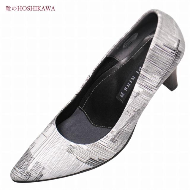 【靴のHOSHIKAWA】  『NINE DI NINE 8520』 ナインディナイン パンプス 21.5cm〜25cm EEE モノクロ レディース ヒール カジュアル 本革 国産