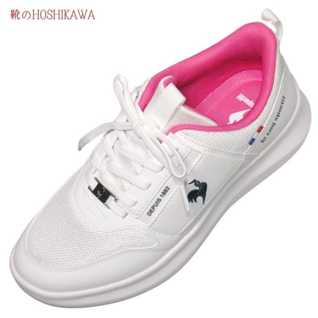 【靴のHOSHIKAWA】  『le coq sporif 00LZ』 ルコックスポルティフ LCS マルス ホワイト/ネイビー スニーカー レディース 22cm〜25cm カジュアル レースアップ 合皮 軽量 春夏