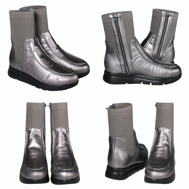 【靴のHOSHIKAWA】  『Monet 244400』 モネ ミドルブーツ 21.5cm〜25cm EEEE レディース エタン カジュアル 内側ファスナー 日本製 本革 ニット 秋冬