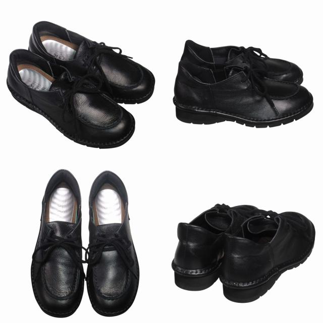 【靴のHOSHIKAWA】  『A-OK 320』 エーオーケー ブーティー 22cm〜24.5cm EEEE ダークブラウン カジュアル レディース ワラビー風 レースアップ 幅が広い 牛革 国産