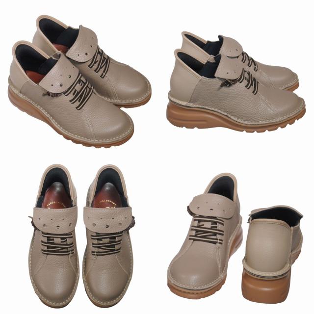 【靴のHOSHIKAWA】  『A-OK 6006』 エーオーケー ブーティー 21.5cm〜24.5cm EEEE グレー レディース ゴムレース ショート丈 立ったまま履ける 国産 幅広 軽量 秋冬