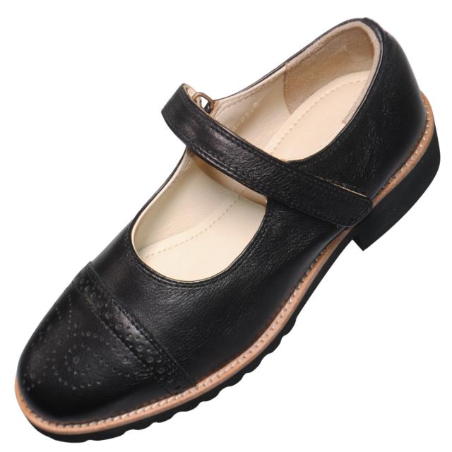 【靴のHOSHIKAWA】  『Dona Miss RT1-4』 ドナミス パンプス 22.5cm〜24.5cm レディース ブラック マジックテープ ローヒール アーモンドトゥ コンフォート ストレートっチップ 幅広 牛革 国産