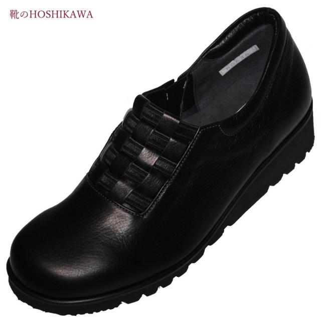 【靴のHOSHIKAWA】  『A-OK 636』 エーオーケー スリッポン 22cm〜24.5cm EEE ブラック カジュアル レディース ローヒール 外反母趾対応 牛革