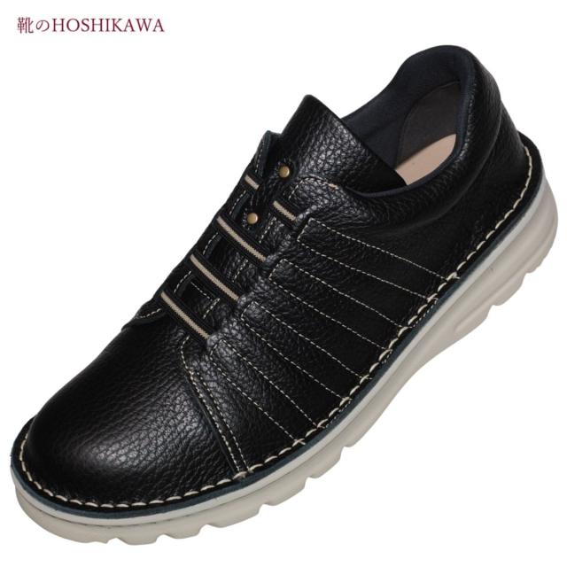 【靴のHOSHIKAWA】  『A-OK 7280』 エーオーケー コンフォートシューズ 22cm〜25cm EEEE ブラック スリッポン ASW 幅広 軽量 撥水加工 厚底 日本製 牛革