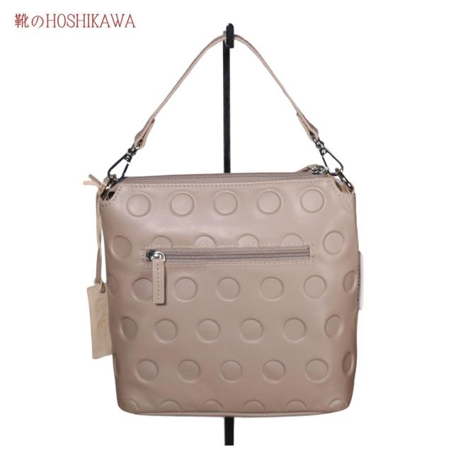 【靴のHOSHIKAWA】  『山羊革 2WAYトート 402』 トートバッグ 軽い レディース オーク ファスナー開閉 肩掛け ドット柄 天然皮革 軽い