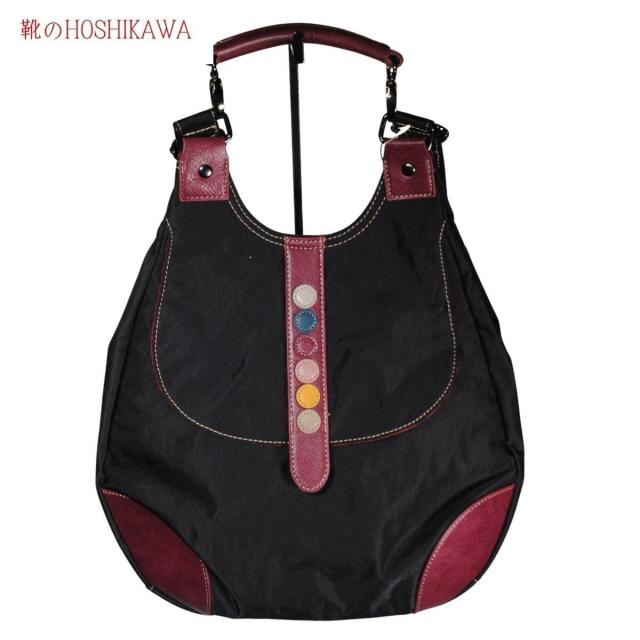 【靴のHOSHIKAWA】  『PRIMU CRESCENT 2WAYリュック 999G』 リュックバッグ 軽い レディース ブラック マグネット ファスナー開閉 ショルダーバッグ 手持ち 肩掛け ナイロン 合成繊維