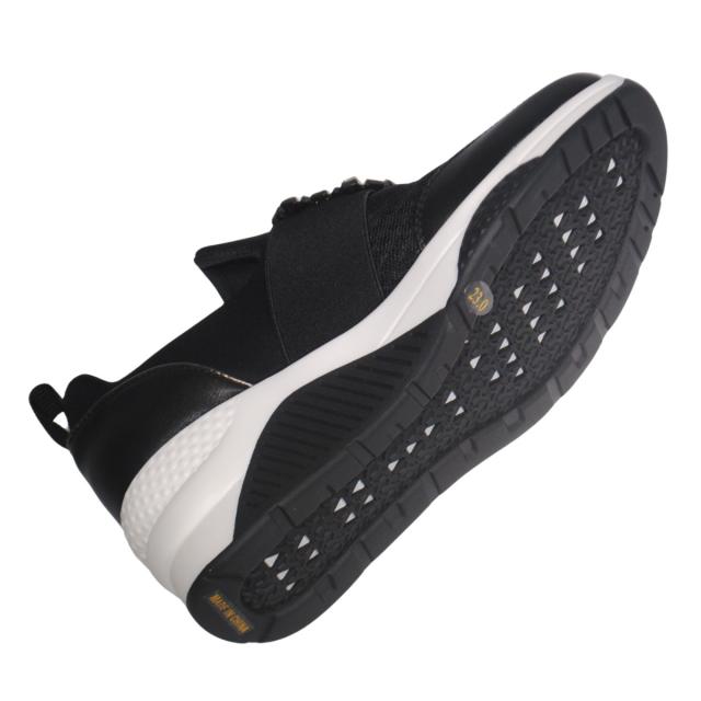 【靴のHOSHIKAWA】  『de ocho A de ocho 7839-2』 デオーチョアデオーチョ 厚底スニーカー 22cm〜24.5cm レディース ブラック メッシュ ストレッチ 厚底 春夏 本革