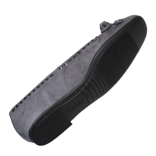 【靴のHOSHIKAWA】  『Gabor 74143』 ガボール パンプス 22cm〜24.5cm レディース グレー スロバキア製 フラット底 スウェード スクエアトゥ 秋冬