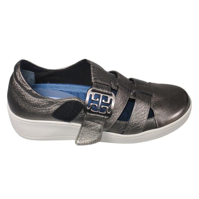 【靴のHOSHIKAWA】  『hatchi 2580』 ハッチ レザースニーカー 21.5cm〜24.5cm EEEE サンダルシューズ ベルクロ レディース Dシルバー 本革 国産 春夏