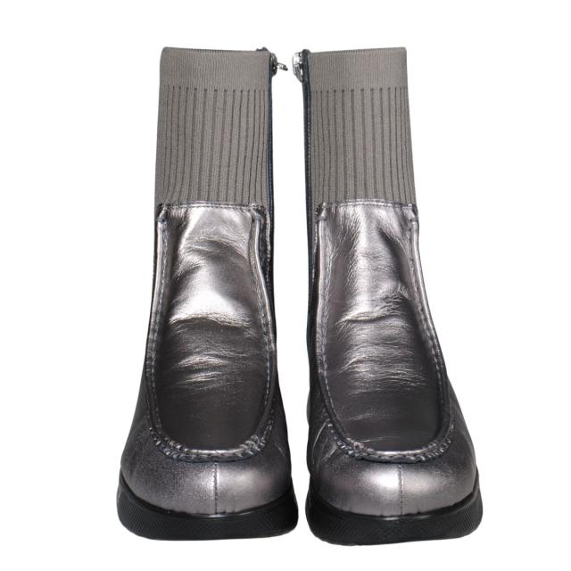 【靴のHOSHIKAWA】  『Monet 244400』 モネ ミドルブーツ 21.5cm〜25cm EEEE レディース エタン カジュアル 内側ファスナー 日本製 本革 ニット 秋冬