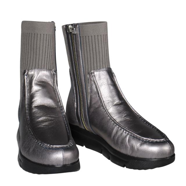 【靴のHOSHIKAWA】  『Monet 244400』 モネ ミドルブーツ 21.5cm〜25cm EEEE レディース エタン カジュアル 内側ファスナー 日本製 本革 ニット 秋冬