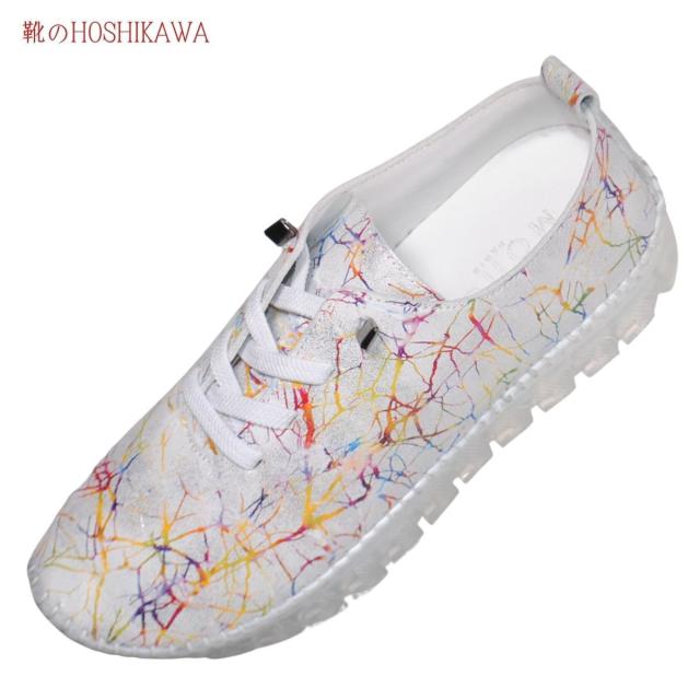【靴のHOSHIKAWA】  『MONET 2470』 モネ レザースニーカー 23cm〜25cm レディース マルチ スリッポン ローヒール カジュアル ゴムレース コンフォート ローカット 本革