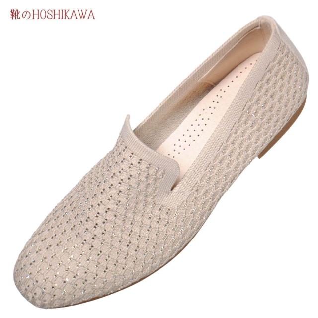 【靴のHOSHIKAWA】  『Gabor 65216』 ガボール メッシュローファー 22cm〜25.5cm レディース ベージュ ポルトガル製 ローヒール ストレッチ 春夏