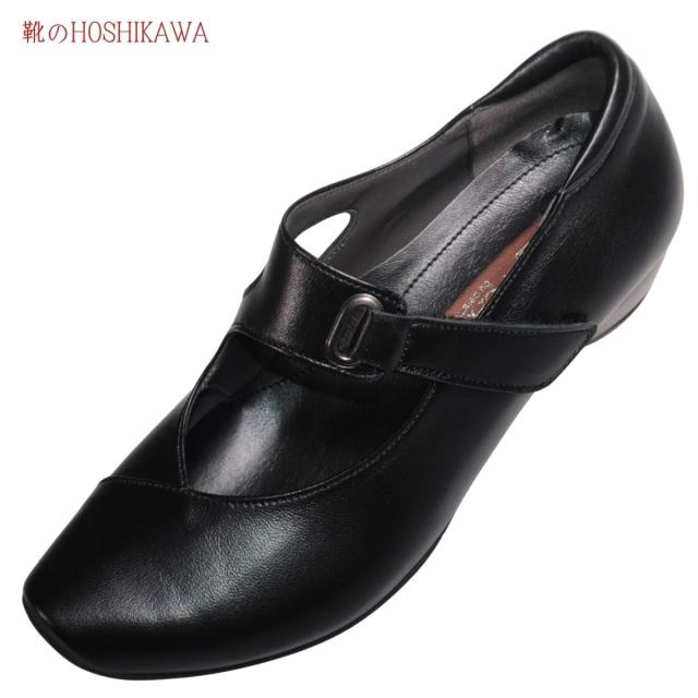 【靴のHOSHIKAWA】  『PCAM 7066』 パコム パンプス 22cm〜25cm EEEE クロラム マジックテープ 外反母趾対応 レディース コンフォート 羊革 幅広 日本製