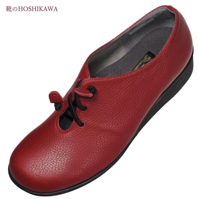 【靴のHOSHIKAWA】  『LOIR et CHER 6117』 ロアールエシェール  21.5cm〜25cm 3E レディース レッド コンフォート 幅が広い オブリークトゥ 外反母趾対応 国産 本革