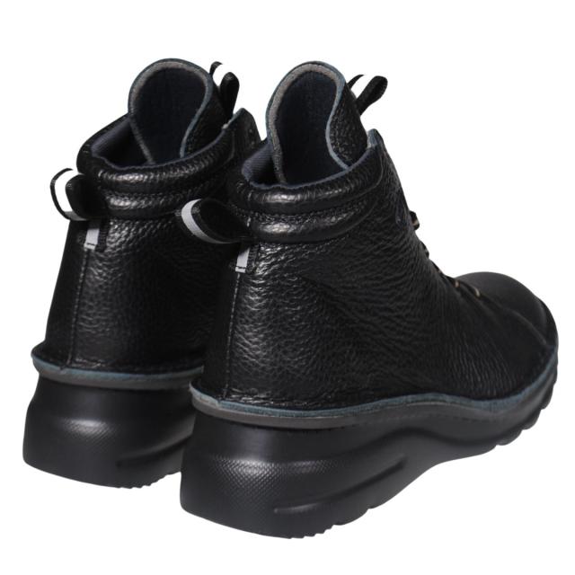 【靴のHOSHIKAWA】  『A-OK 0273』 エーオーケー ミドルブーツ 21.5cm〜25cm EEEE ブラック レディース ゴムレース ミドル丈 国産 幅広 厚底 軽量 秋冬