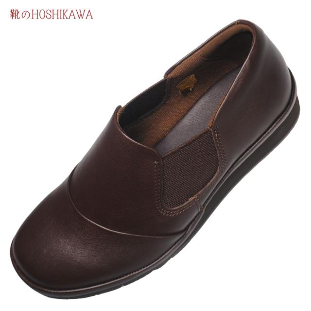 【靴のHOSHIKAWA】  『A-OK 1865』 エーオーケー スリッポン 22.5cm〜24.5cm EEEEE 外反母趾対応 幅広 レディース フラット底 ラウンドトゥ 牛革 撥水 防滑