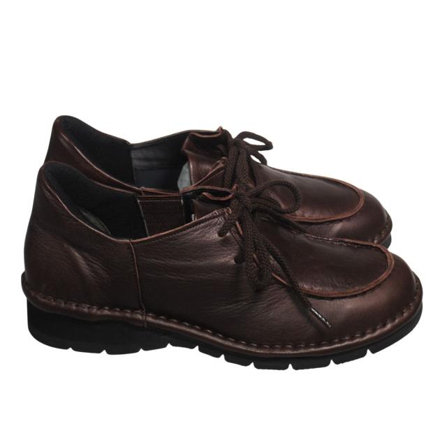 【靴のHOSHIKAWA】  『A-OK 320』 エーオーケー ブーティー 22cm〜24.5cm EEEE ダークブラウン カジュアル レディース ワラビー風 レースアップ 幅が広い 牛革 国産