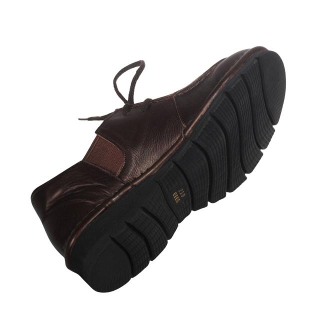 【靴のHOSHIKAWA】  『A-OK 320』 エーオーケー ブーティー 22cm〜24.5cm EEEE ダークブラウン カジュアル レディース ワラビー風 レースアップ 幅が広い 牛革 国産