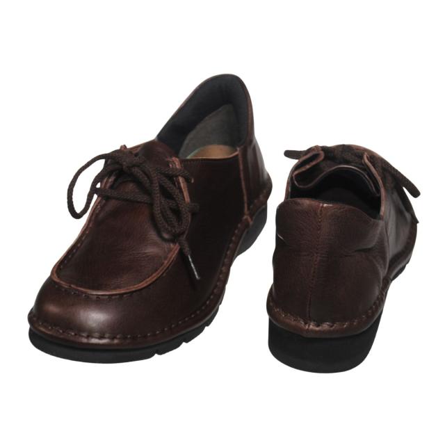 【靴のHOSHIKAWA】  『A-OK 320』 エーオーケー ブーティー 22cm〜24.5cm EEEE ダークブラウン カジュアル レディース ワラビー風 レースアップ 幅が広い 牛革 国産