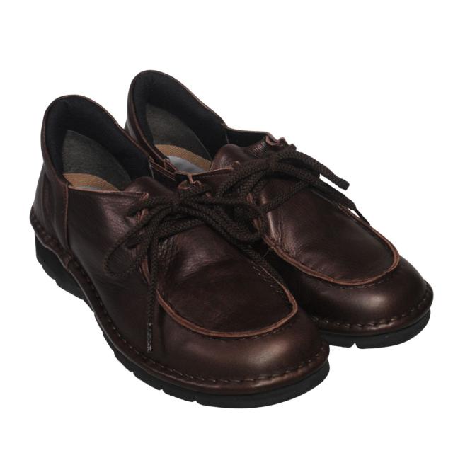 【靴のHOSHIKAWA】  『A-OK 320』 エーオーケー ブーティー 22cm〜24.5cm EEEE ダークブラウン カジュアル レディース ワラビー風 レースアップ 幅が広い 牛革 国産