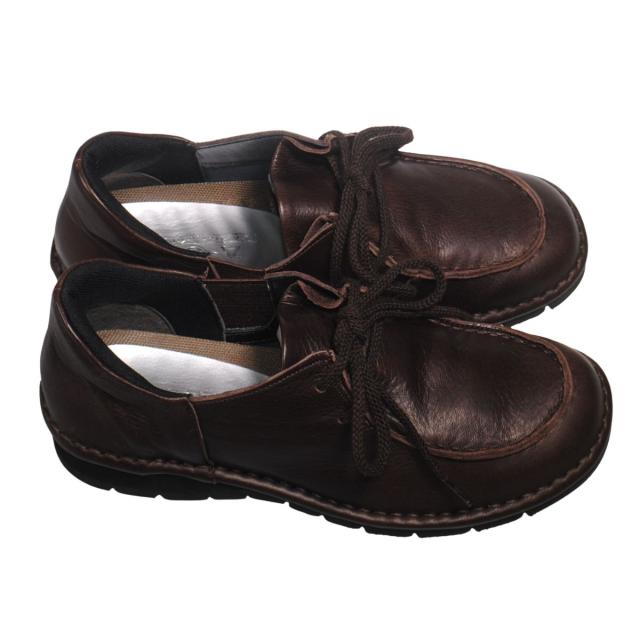 【靴のHOSHIKAWA】  『A-OK 320』 エーオーケー ブーティー 22cm〜24.5cm EEEE ダークブラウン カジュアル レディース ワラビー風 レースアップ 幅が広い 牛革 国産