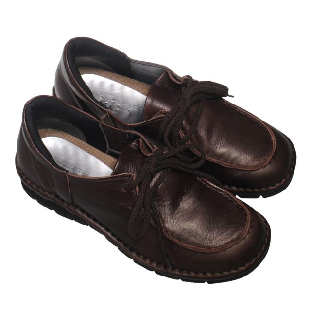 【靴のHOSHIKAWA】  『A-OK 320』 エーオーケー ブーティー 22cm〜24.5cm EEEE ダークブラウン カジュアル レディース ワラビー風 レースアップ 幅が広い 牛革 国産