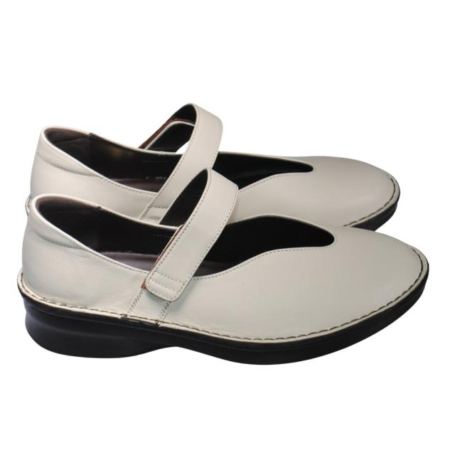 【靴のHOSHIKAWA】  『A-OK INCHOLJE 5029』 エーオーケー パンプス 22cm〜24.5cm レディース アイボリー マジックテープ 低反発クッション 牛革 厚底 日本製