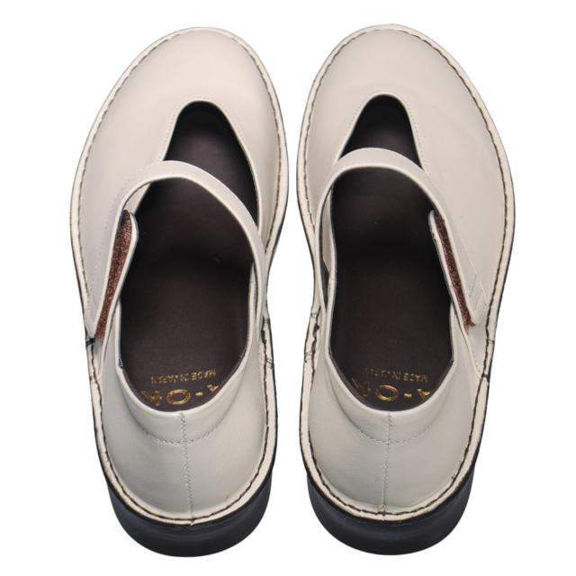 【靴のHOSHIKAWA】  『A-OK INCHOLJE 5029』 エーオーケー パンプス 22cm〜24.5cm レディース アイボリー マジックテープ 低反発クッション 牛革 厚底 日本製