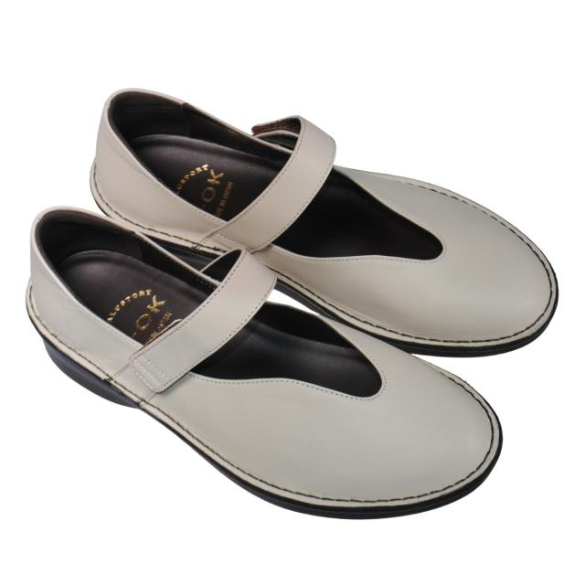 【靴のHOSHIKAWA】  『A-OK INCHOLJE 5029』 エーオーケー パンプス 22cm〜24.5cm レディース アイボリー マジックテープ 低反発クッション 牛革 厚底 日本製