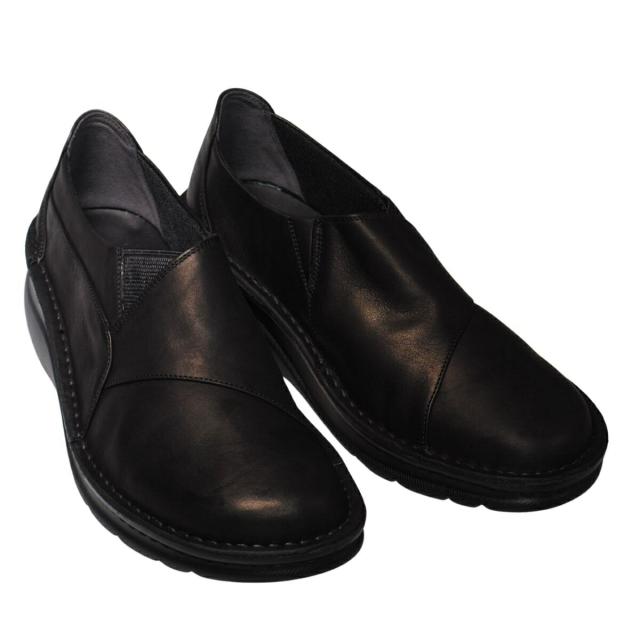 【靴のHOSHIKAWA】  『A-OK 6001』 エーオーケー スリッポン 22cm〜24.5cm レディース ブラック サイドゴア 低反発クッション 牛革 厚底 日本製