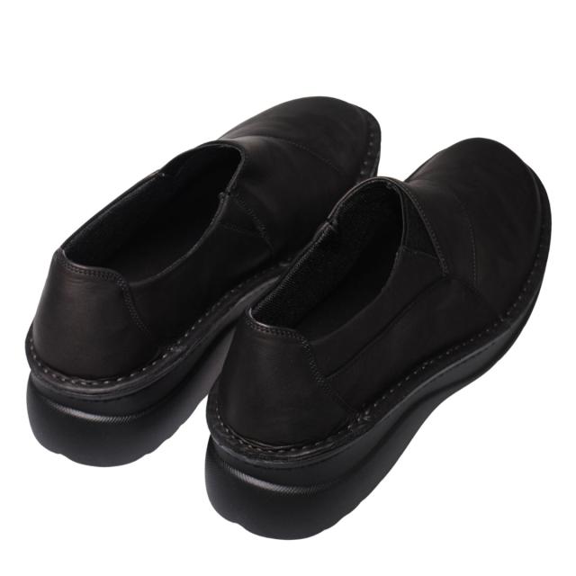 【靴のHOSHIKAWA】  『A-OK 6001』 エーオーケー スリッポン 22cm〜24.5cm レディース ブラック サイドゴア 低反発クッション 牛革 厚底 日本製