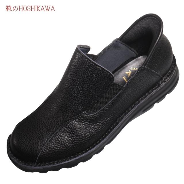 【靴のHOSHIKAWA】  『A-OK 6001D』 エーオーケー ブーティー 22cm〜25cm EEEE ブラック カジュアル レディース ショート丈 サイドゴア スリップイン 幅が広い 牛革 国産 秋冬