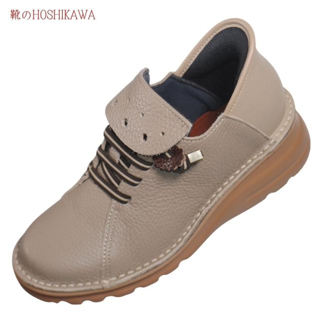 【靴のHOSHIKAWA】  『A-OK 6006』 エーオーケー ブーティー 21.5cm〜24.5cm EEEE グレー レディース ゴムレース ショート丈 立ったまま履ける 国産 幅広 軽量 秋冬