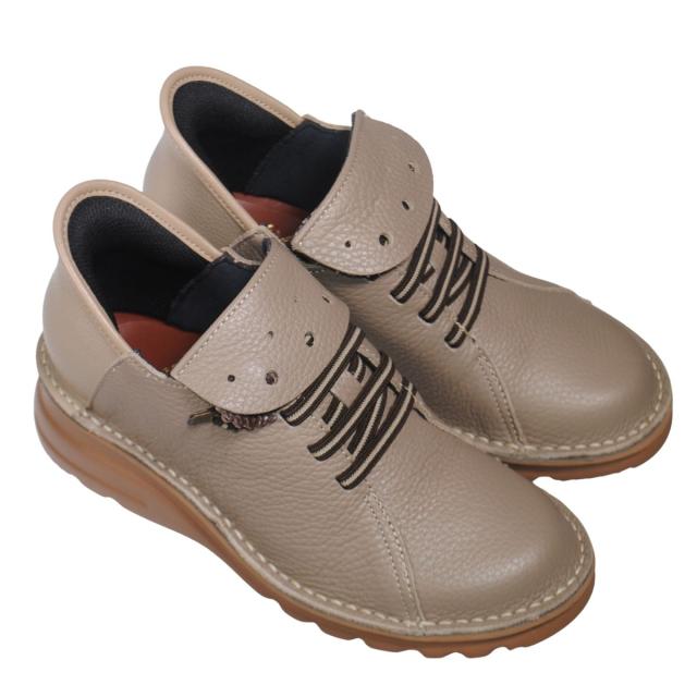 【靴のHOSHIKAWA】  『A-OK 6006』 エーオーケー ブーティー 21.5cm〜24.5cm EEEE グレー レディース ゴムレース ショート丈 立ったまま履ける 国産 幅広 軽量 秋冬