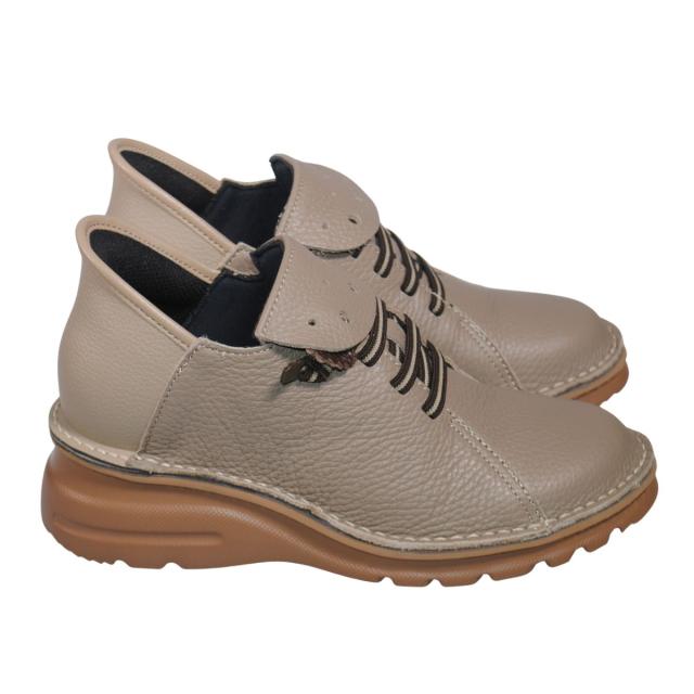 【靴のHOSHIKAWA】  『A-OK 6006』 エーオーケー ブーティー 21.5cm〜24.5cm EEEE グレー レディース ゴムレース ショート丈 立ったまま履ける 国産 幅広 軽量 秋冬