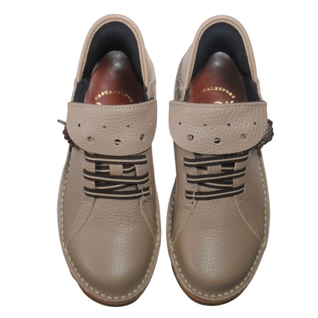 【靴のHOSHIKAWA】  『A-OK 6006』 エーオーケー ブーティー 21.5cm〜24.5cm EEEE グレー レディース ゴムレース ショート丈 立ったまま履ける 国産 幅広 軽量 秋冬