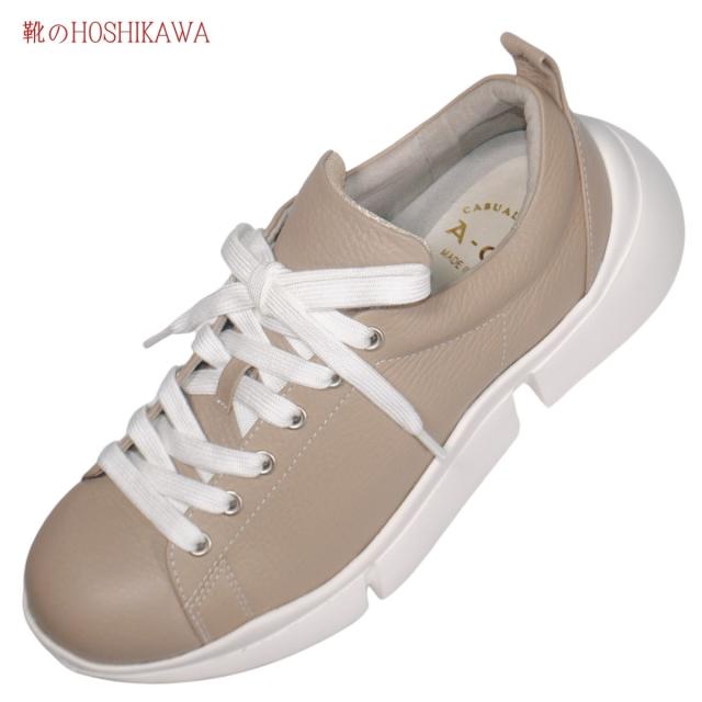 【靴のHOSHIKAWA】  『A-OK 602』 エーオーケー スニーカー 22cm〜24.5cm EEEE オーク レースアップ レディース 低反発クッション 牛革 厚底 幅広 日本製