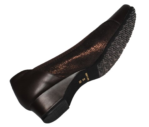 【靴のHOSHIKAWA】  『A-OK 6951』 エーオーケー パンプス 21.5cm〜24.5cm EEE レディース ダークブラウン ウェッジソール 牛革 日本製