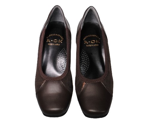 【靴のHOSHIKAWA】  『A-OK 6951』 エーオーケー パンプス 21.5cm〜24.5cm EEE レディース ダークブラウン ウェッジソール 牛革 日本製
