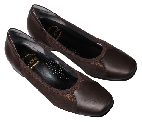 【靴のHOSHIKAWA】  『A-OK 6951』 エーオーケー パンプス 21.5cm〜24.5cm EEE レディース ダークブラウン ウェッジソール 牛革 日本製