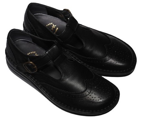 【靴のHOSHIKAWA】  『A-OK INCHOLJE 7068』 エーオーケー レザーシューズ 22cm〜24.5cm レディース スリッポン ブラック ストラップ 厚底 レースアップ 牛革