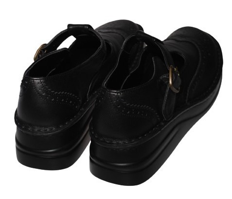 【靴のHOSHIKAWA】  『A-OK INCHOLJE 7068』 エーオーケー レザーシューズ 22cm〜24.5cm レディース スリッポン ブラック ストラップ 厚底 レースアップ 牛革