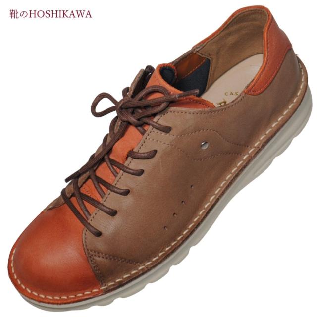 【靴のHOSHIKAWA】  『A-OK 7091』 エーオーケー トマト 21.5cm〜25cm EEEE レザースニーカー 撥水加工 ファスナー 厚底 レースアップ 牛革