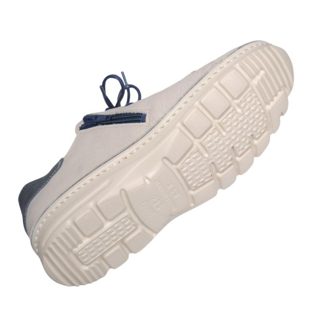 【靴のHOSHIKAWA】  『A-OK 7091』 エーオーケー AZURE/FOREST 21.5cm〜25cm EEEE レザースニーカー 撥水加工 ファスナー 厚底 レースアップ 牛革