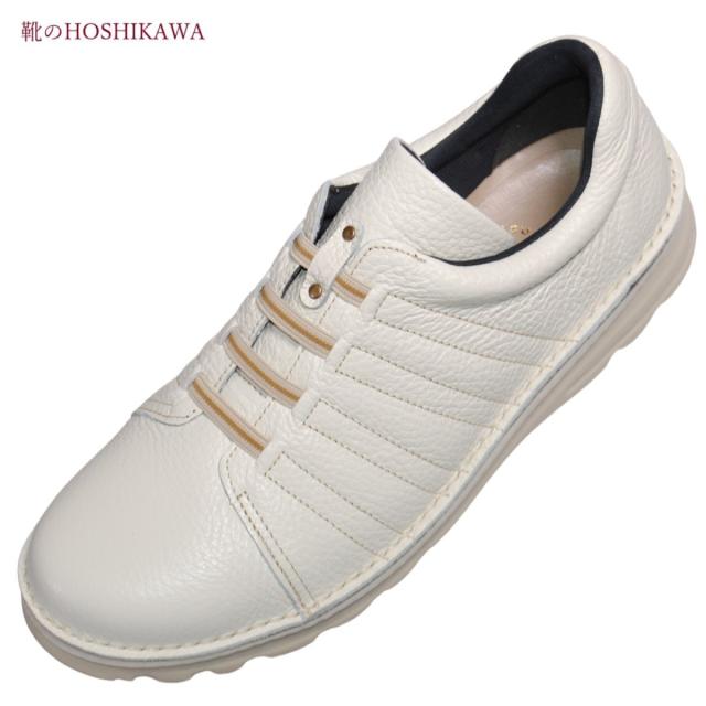 【靴のHOSHIKAWA】  『A-OK 7280』 エーオーケー コンフォートシューズ 22cm〜25cm EEEE アイボリー スリッポン ASW 幅広 軽量 撥水加工 厚底 日本製 牛革