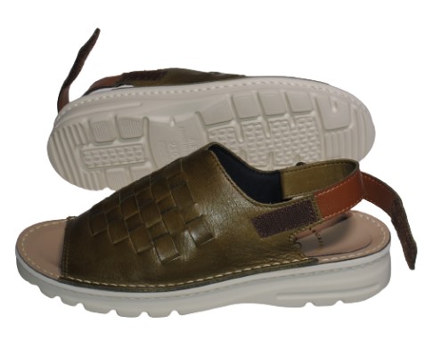 【靴のHOSHIKAWA】  『A-OK 7292』 エーオーケー サンダル 21.5cm〜25cm レディース グリーン バックベルト オープントゥ フラット底 国産 牛革 春夏