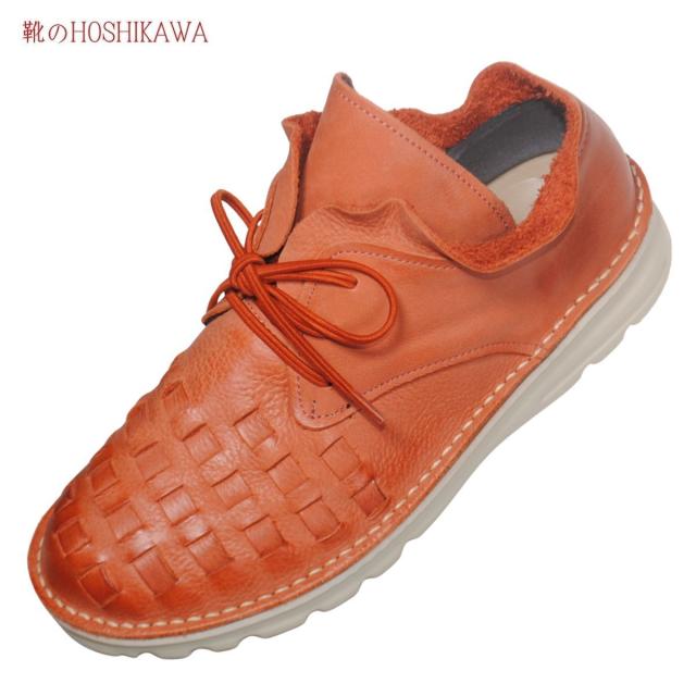 【靴のHOSHIKAWA】  『A-OK 7311』 エーオーケー ブーティー 21.5cm〜25cm EEEE トマト レディース レースアップ ショート丈 国産 幅広 軽量 秋冬